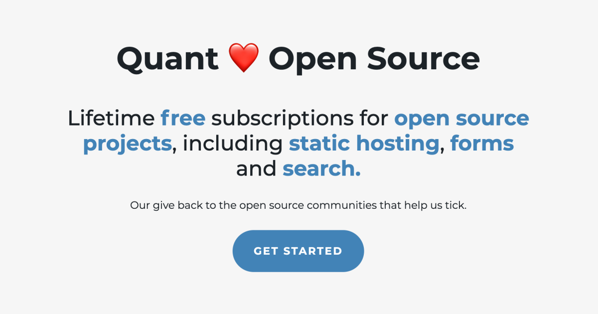 Get free Open Source static hosting with Quant | Quant Get free Open Source static hosting with Quant | Quant